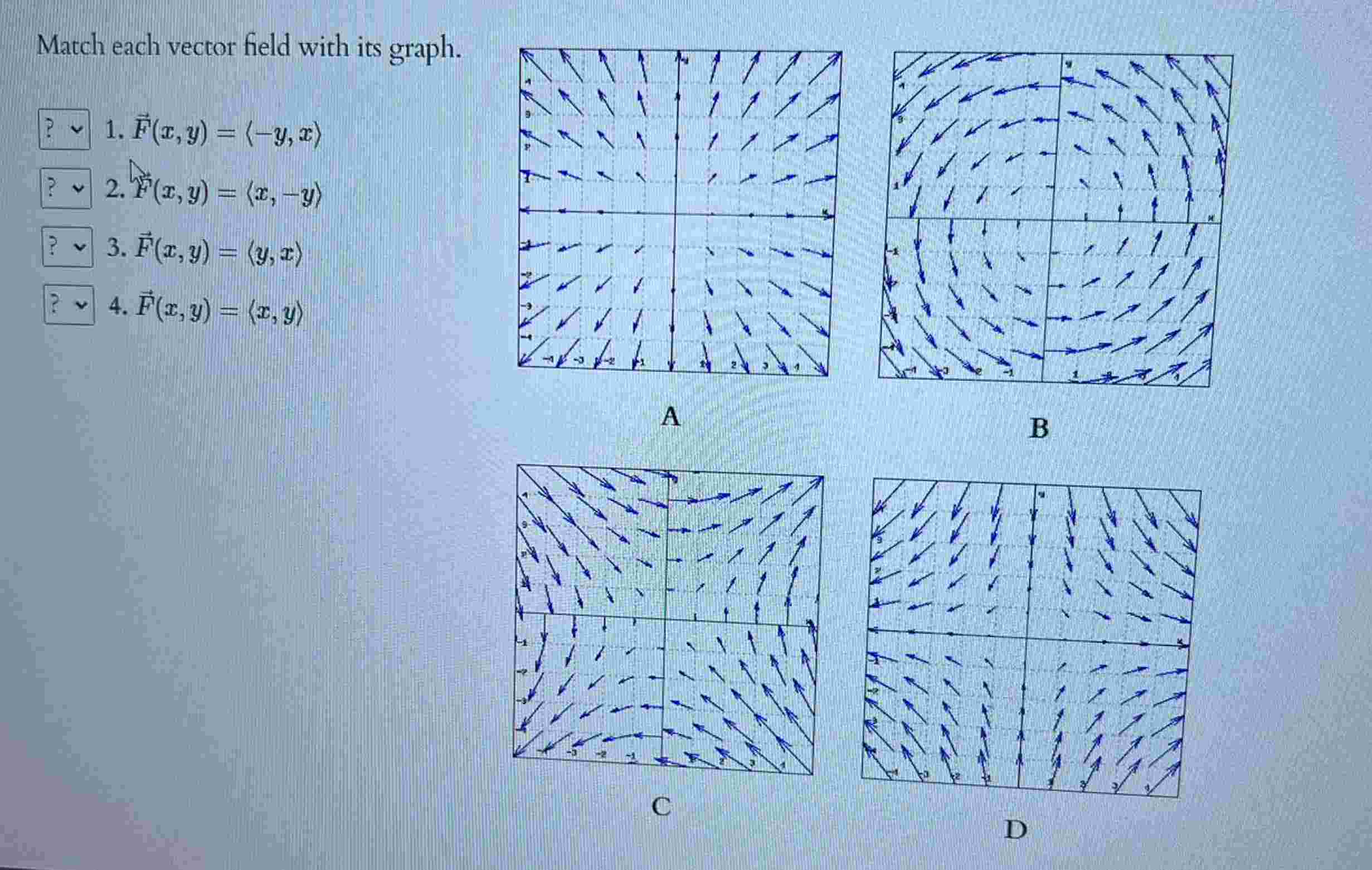 Solved Match each vector field with its | Chegg.com
