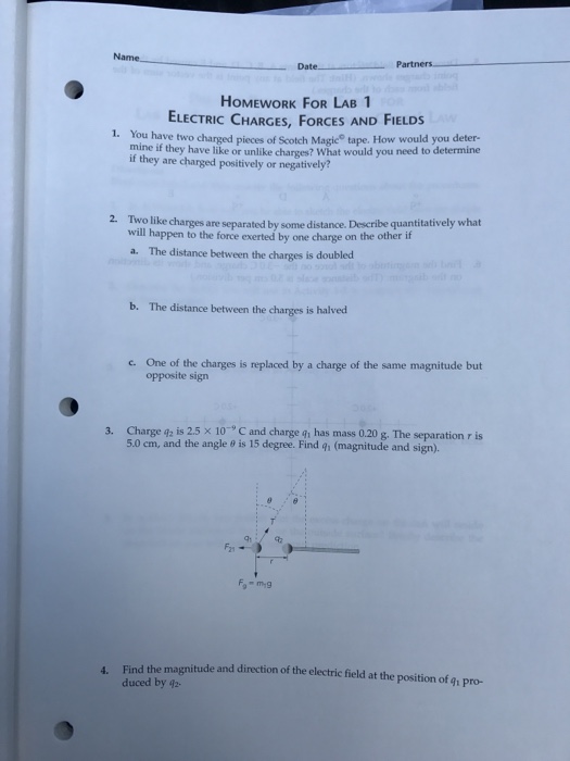 Solved Name Date Partners HOMEWORK FOR LAB 1 ELECTRIC | Chegg.com Solved Name Date Partners HOMEWORK FOR LAB 1 ELECTRIC | Chegg.com