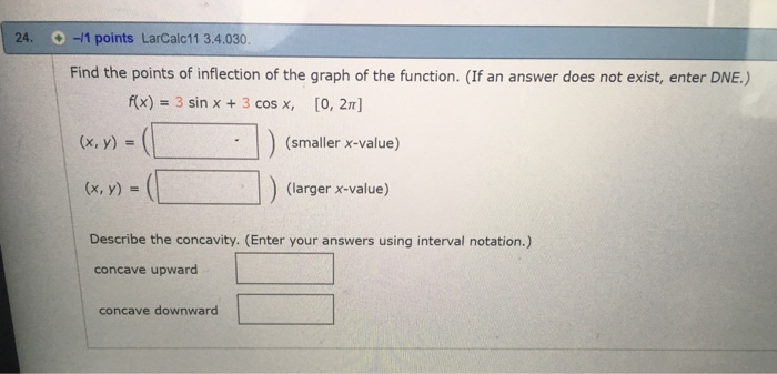 Solved 24. 1 points LarCalc11 3.4.030 Find the points of | Chegg.com Solved 24. 1 points LarCalc11 3.4.030 Find the points of | Chegg.com