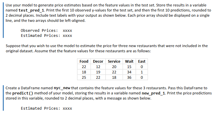 Solved Problem 1: NYC Restaurants Dataset In Problem 1, you | Chegg.com
