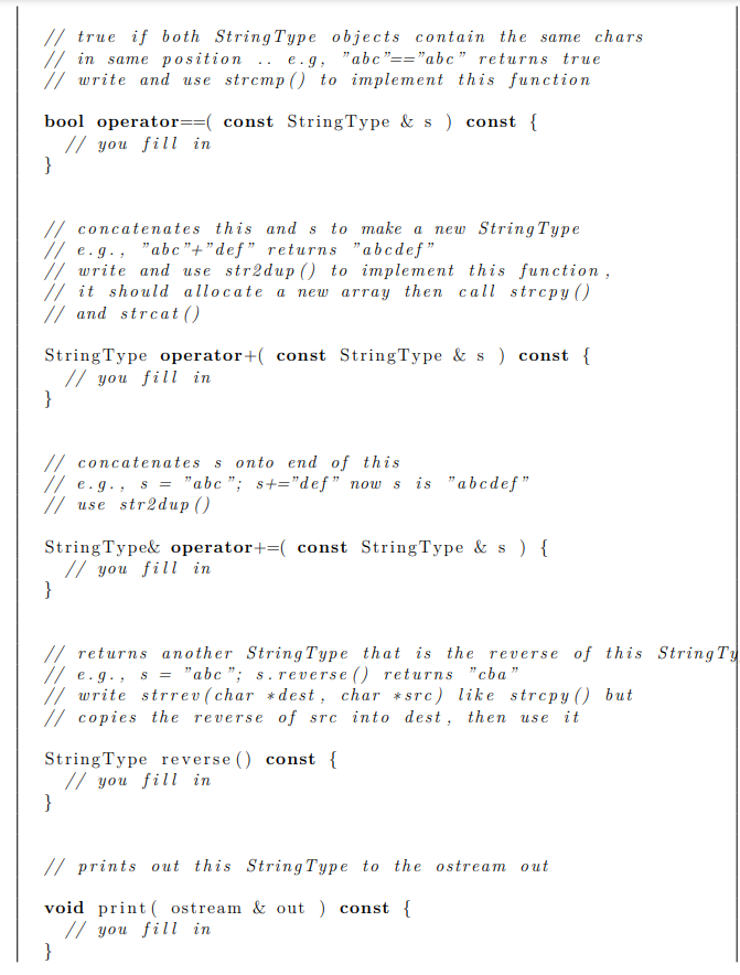 Continue to implement class my_str below. This class | Chegg.com Continue to implement class my_str below. This class | Chegg.com