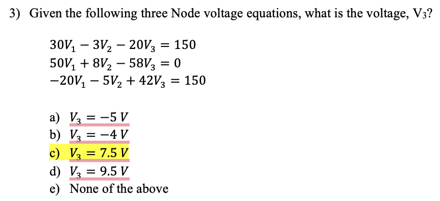 Solved 3) Given the following three Node voltage equations, | Chegg.com