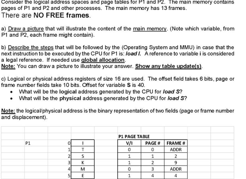 Solved Consider the logical address spaces and page tables | Chegg.com