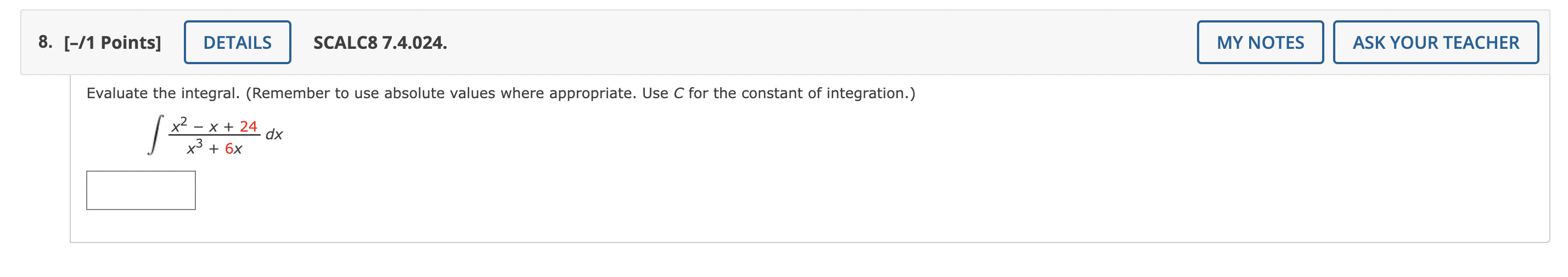 Solved 2. [-/1 Points] DETAILS SCALC8 7.3.506.XP. MY NOTES | Chegg.com