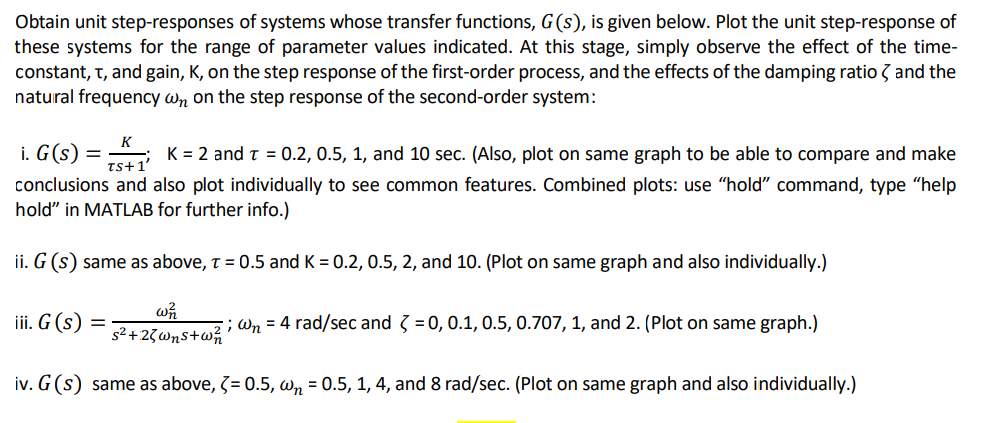 Solved Obtain unit step-responses of systems whose transfer | Chegg.com