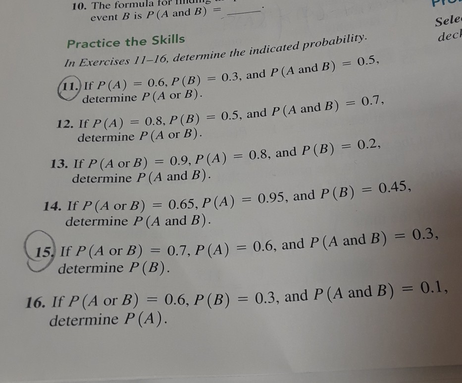 Solved 1 PIO 10. The formula for Inum event B is P (A and B) | Chegg.com