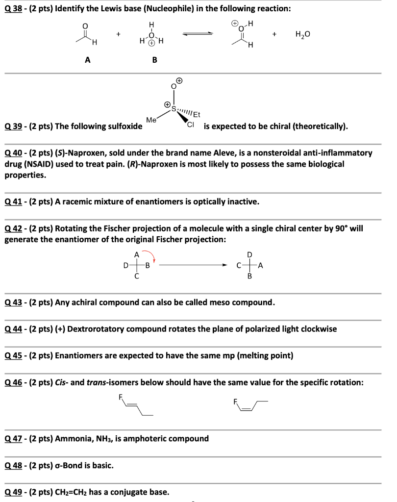 Solved 9 38 - (2 pts) Identify the Lewis base (Nucleophile) | Chegg.com