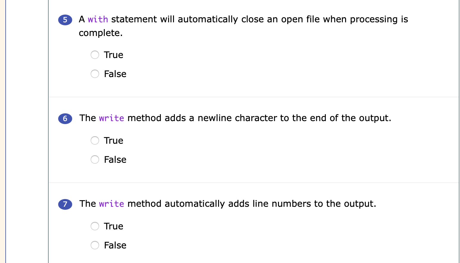 Solved 1 The open function can be used to open an input file | Chegg.com