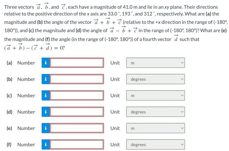 Solved Three vectors a,b, and c, each have a magnitude of | Chegg.com
