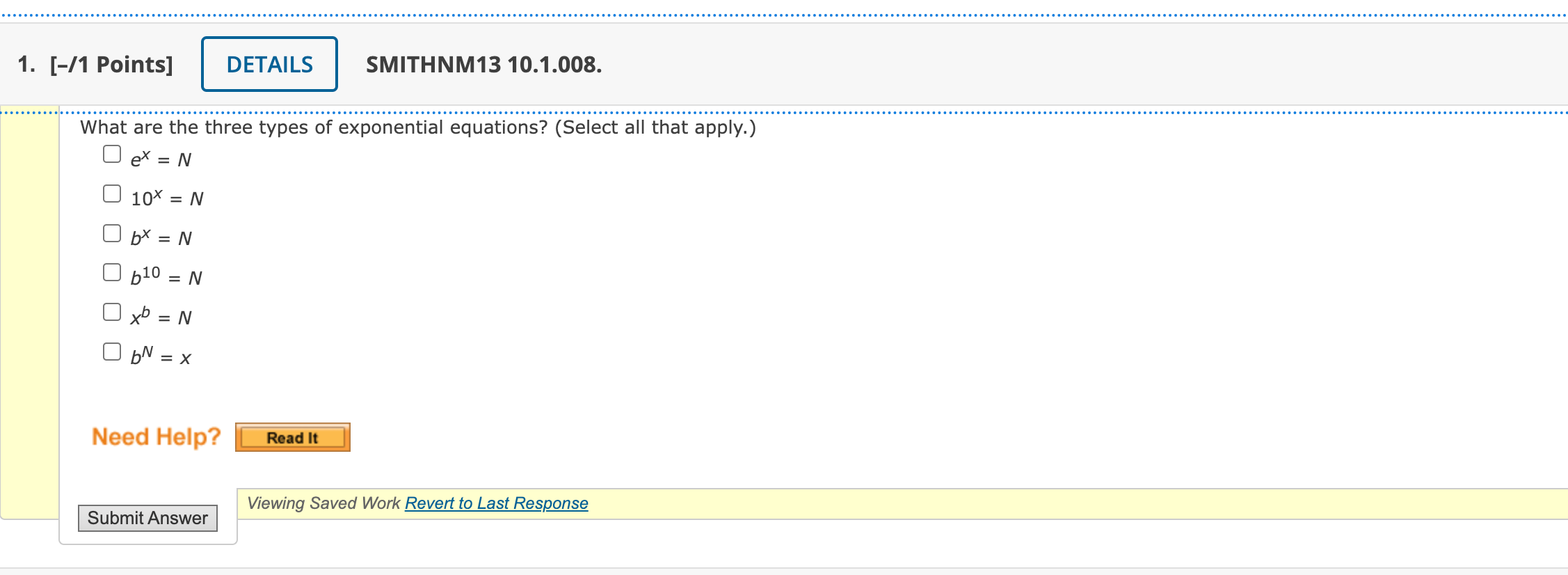 Solved What are the three types of exponential equations? | Chegg.com