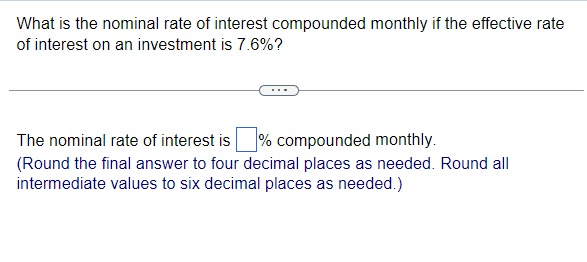 Solved What is the nominal rate of interest compounded | Chegg.com