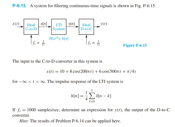 Solved P-6.15 ﻿A system for filtering continuous-time | Chegg.com