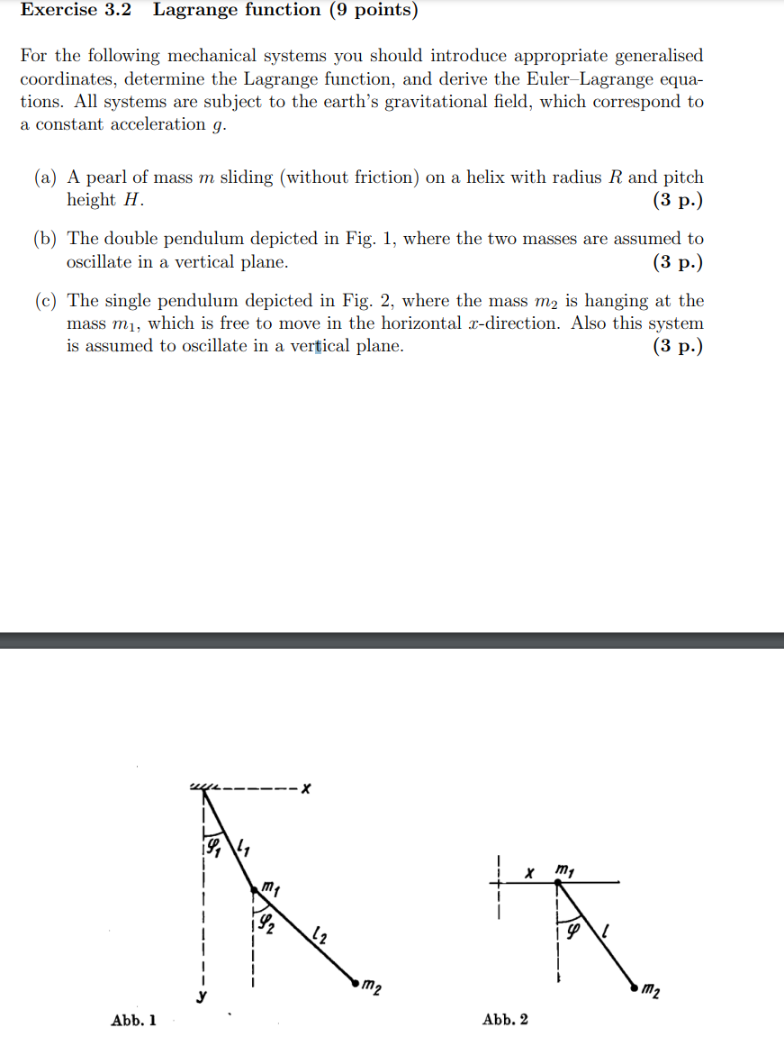 Solved Exercise 3.2 Lagrange function (9 points) For the | Chegg.com