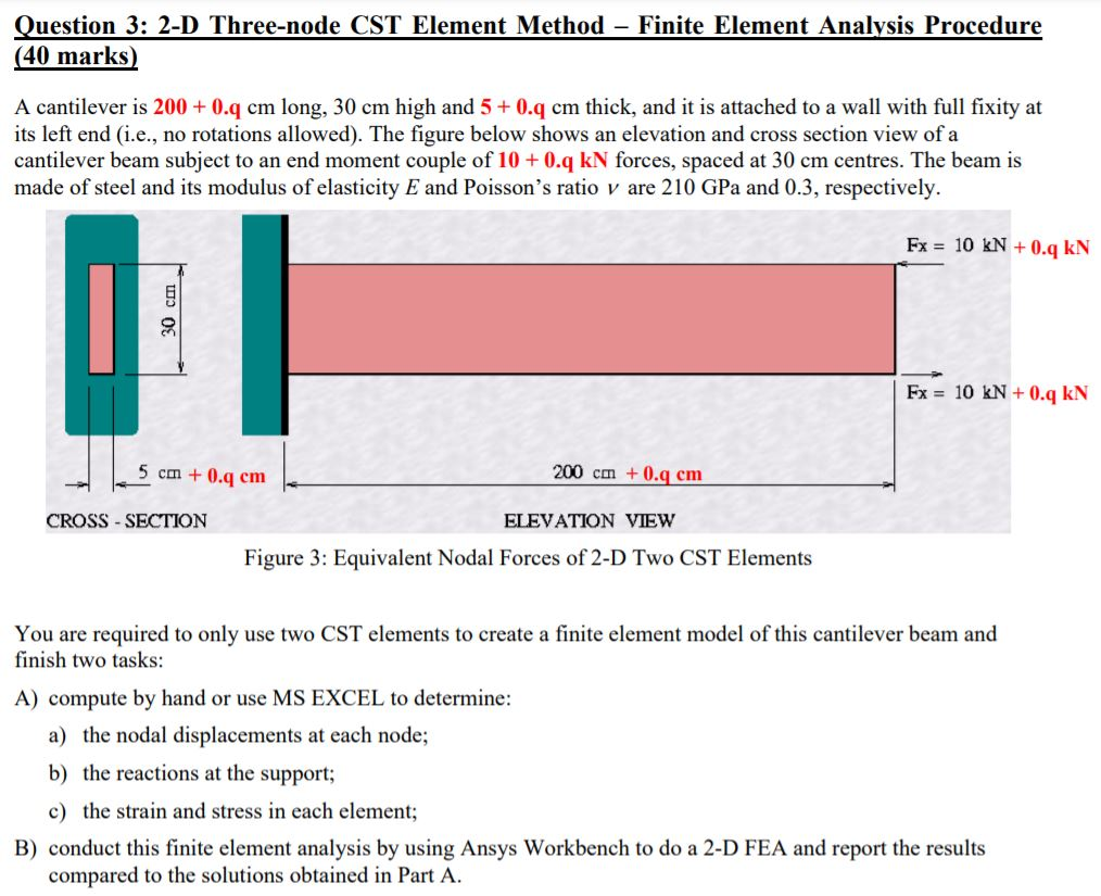 Question 3: 2-D Three-node CST Element Method – | Chegg.com