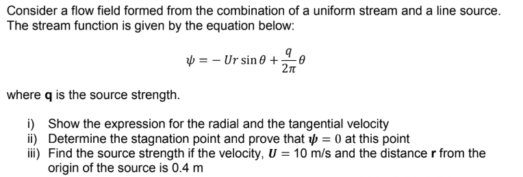 Solved Consider a flow field formed from the combination of | Chegg.com
