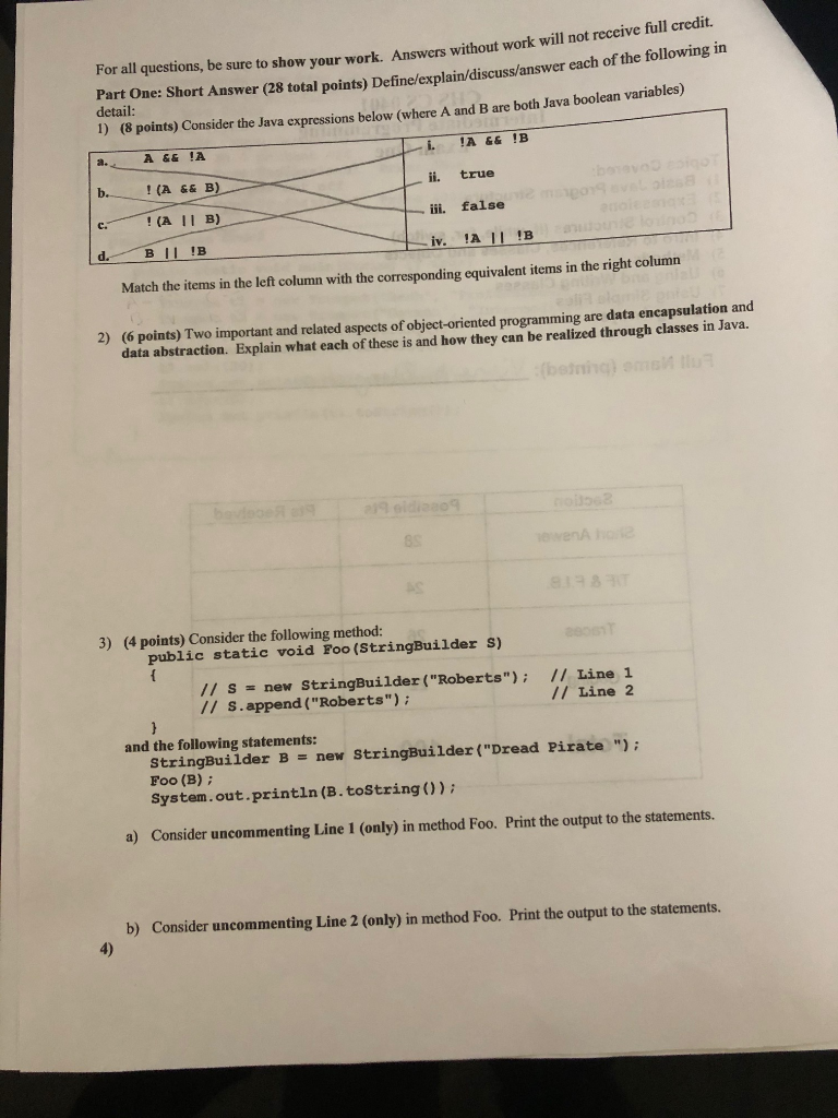 Solved For all questions, be sure to show your work. Answers | Chegg.com