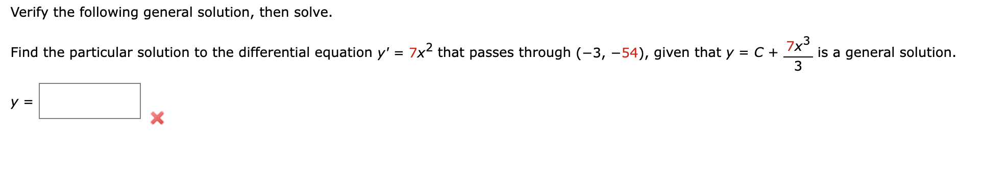 Solved Verify the following general solution, then solve. | Chegg.com