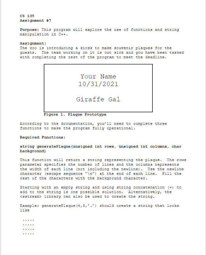 CS 135 Assignment #7 Purpose: This program will | Chegg.com