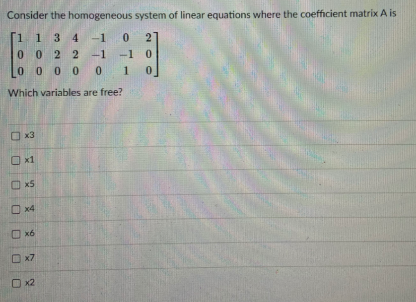 Solved Consider the homogeneous system of linear equations | Chegg.com