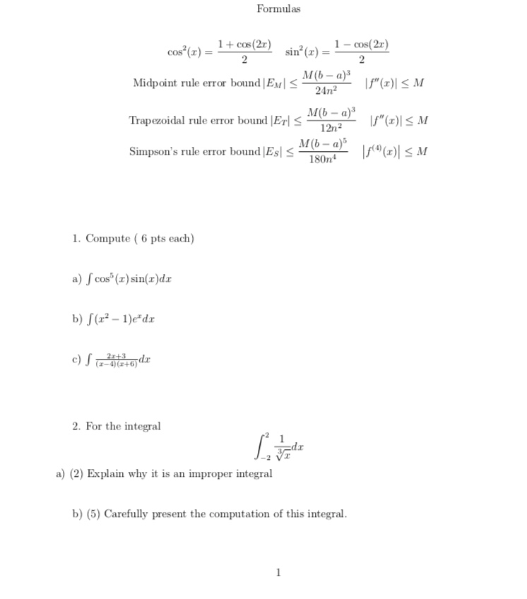 Solved Formulas cos(x) = 1 + cos2x) sin’ () = 1 - cos(2x) 2 | Chegg.com