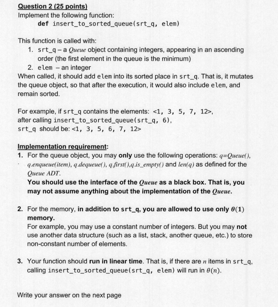 Solved Question 2 (25 points) Implement the following | Chegg.com
