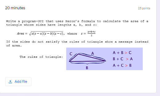 Solved 20 minutes 25 points atste S Write a program-GUI that | Chegg.com
