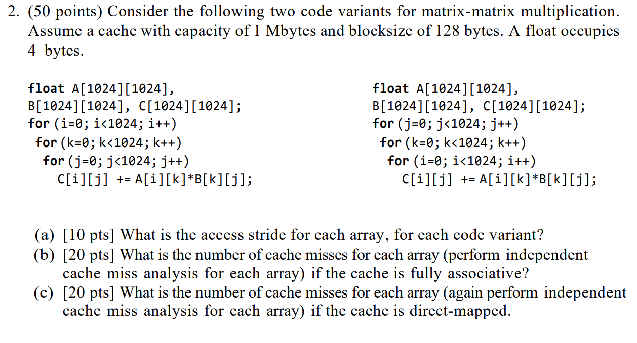 2. (50 points) Consider the following two code | Chegg.com