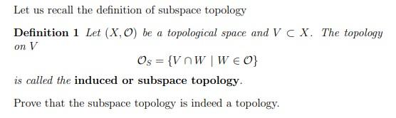 Solved Let us recall the definition of subspace | Chegg.com