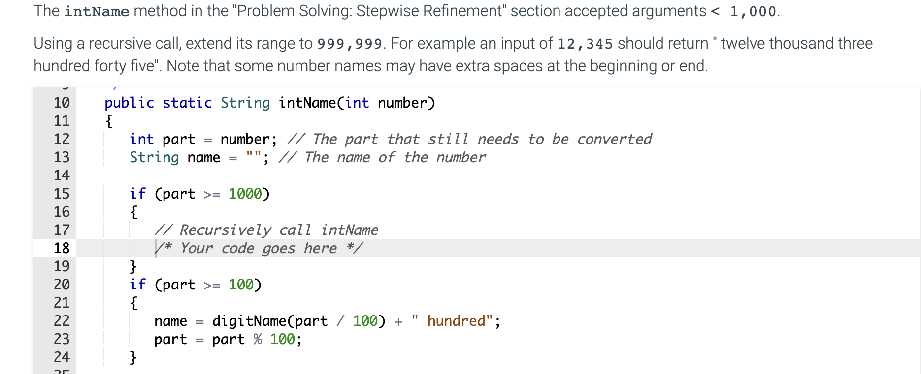 Solved I can only edit line 18, the rest must remain as it | Chegg.com