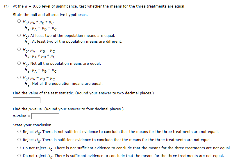 Solved The following data are from a completely randomized | Chegg.com