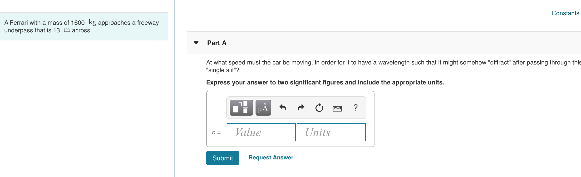Solved Constants A Ferrari with a mass of 1600 kg approaches | Chegg.com
