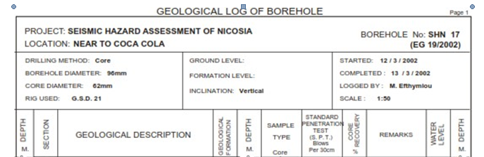 GEOLOGICAL LOG OF BOREHOLE Page PROJECT: SEISMIC | Chegg.com