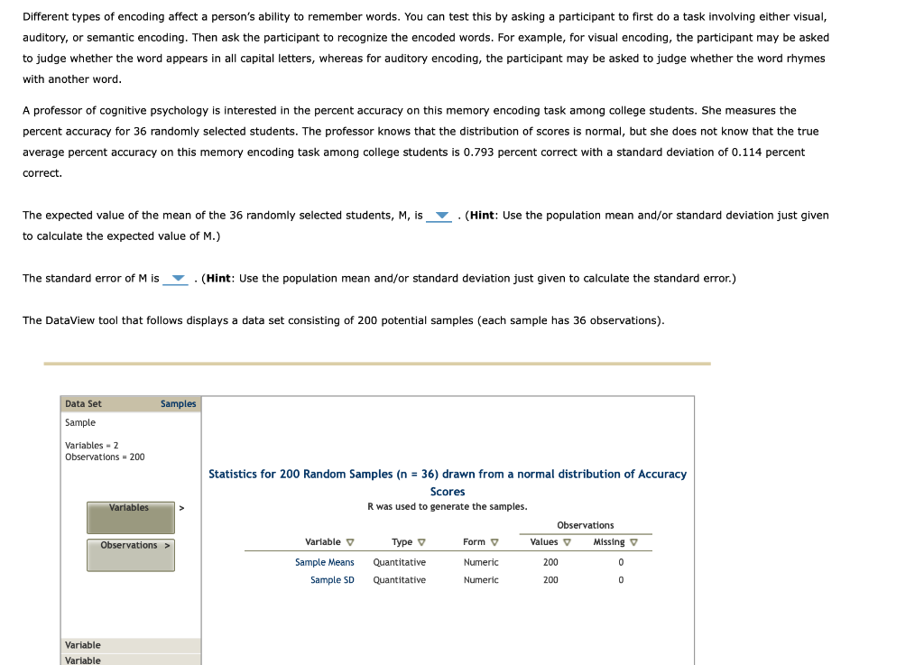 Solved Different types of encoding affect a person's ability | Chegg.com