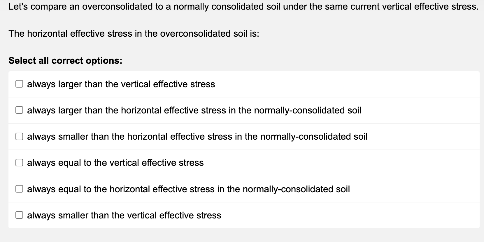 Solved Let's compare an overconsolidated to a normally | Chegg.com