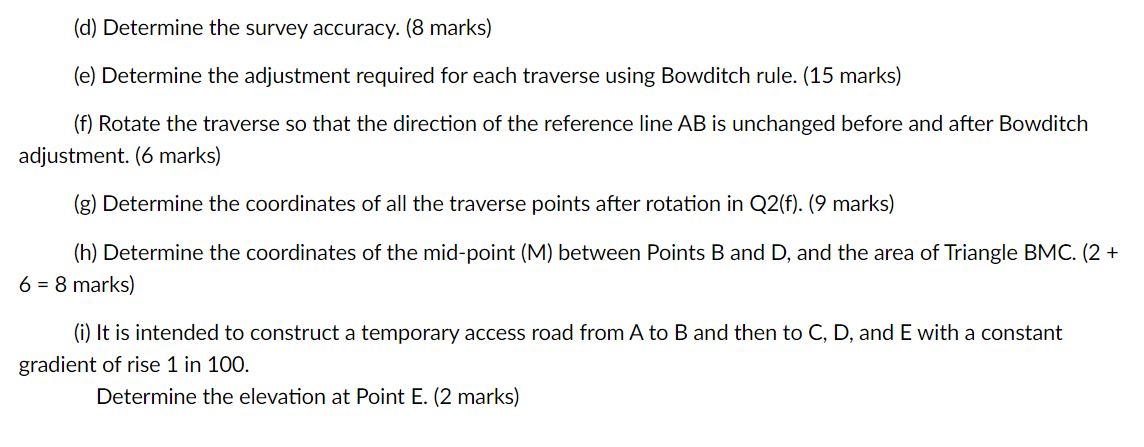 Solved Question 2 (60 marks) A closed clockwise traverse | Chegg.com