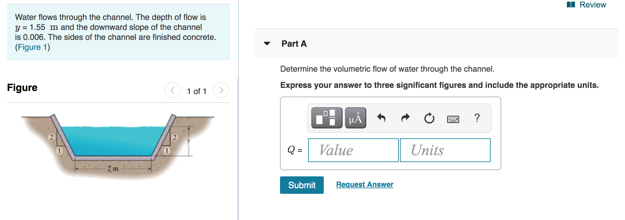 Solved Water flows through the channel. The depth of flow is | Chegg.com