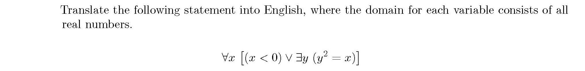 Solved Translate the following statement into English, where | Chegg.com