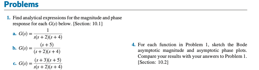 Solved Problems 1. Find analytical expressions for the | Chegg.com