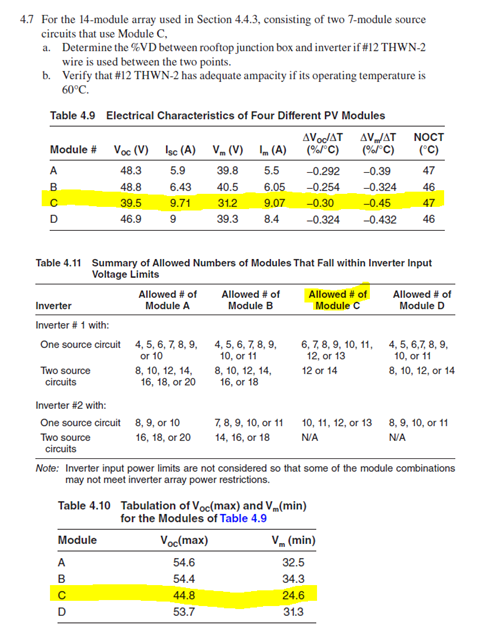 4.7 For the 14-module array used in Section 4.4.3, | Chegg.com