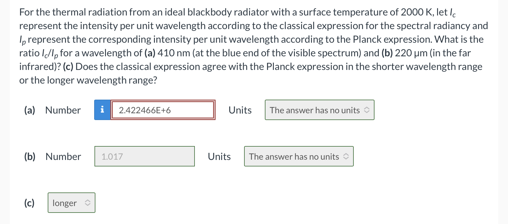 Solved For the thermal radiation from an ideal blackbody | Chegg.com