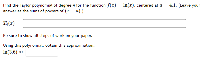 Solved Find the Taylor polynomial of degree 4 for the | Chegg.com