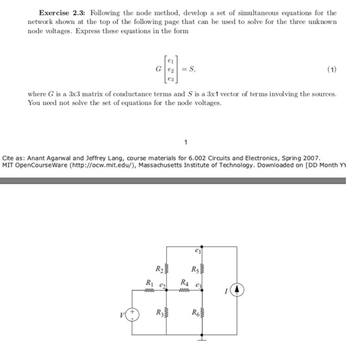 Solved Following the node method, develop a set of | Chegg.com