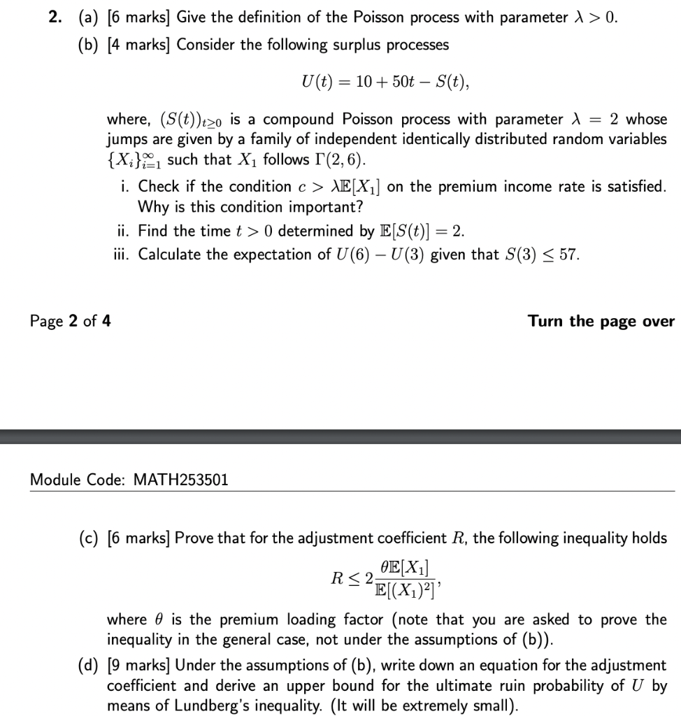 Solved (a) [6 marks] Give the definition of the Poisson | Chegg.com