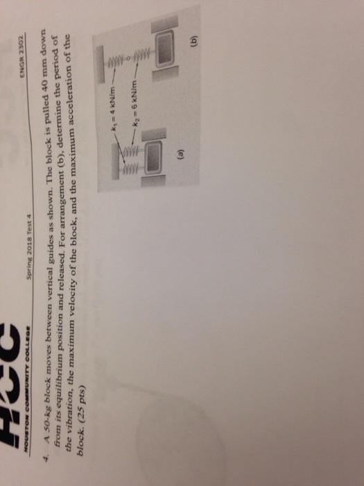 Solved 4. A 50-kg block moves between vertical guides as | Chegg.com