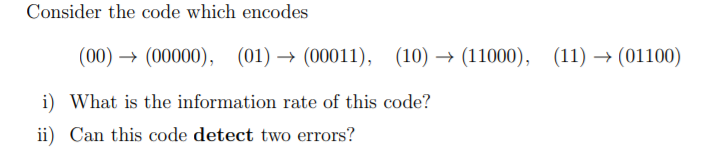 Solved Consider the code which encodes (00) + (00000), (01) | Chegg.com