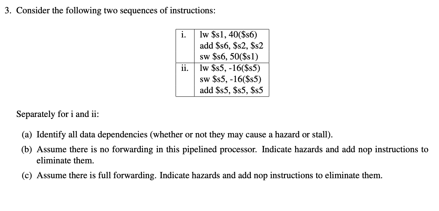 Solved 1. For each instruction below, each parameter "holds" | Chegg.com