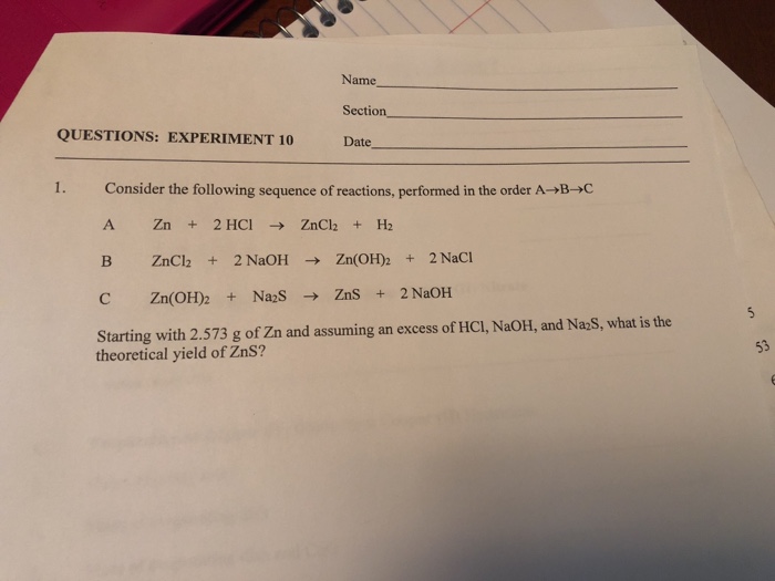 Solved Name Section Date QUESTIONS: EXPERIMENT 10 1. | Chegg.com