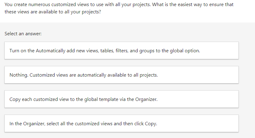 Solved You create numerous customized views to use with all | Chegg.com