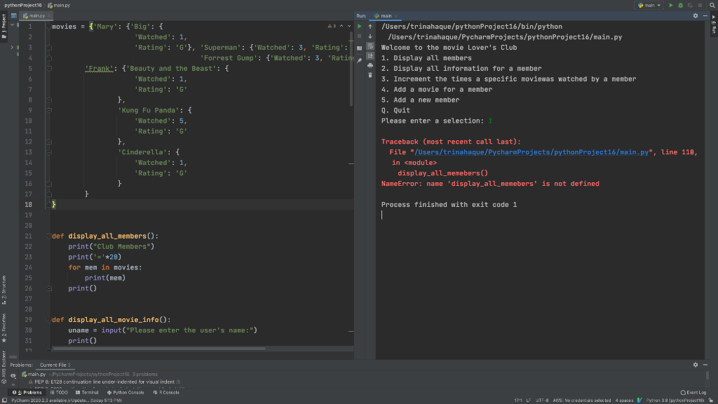 Solved Hi, please with PyCharm coding. How can I add members | Chegg.com