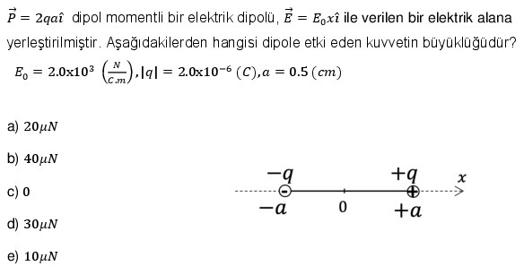 Solved P 2qa Dipol Momentli Bir Elektrik Dipolü E E0x